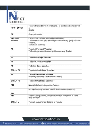 tally shortcut key | PDF