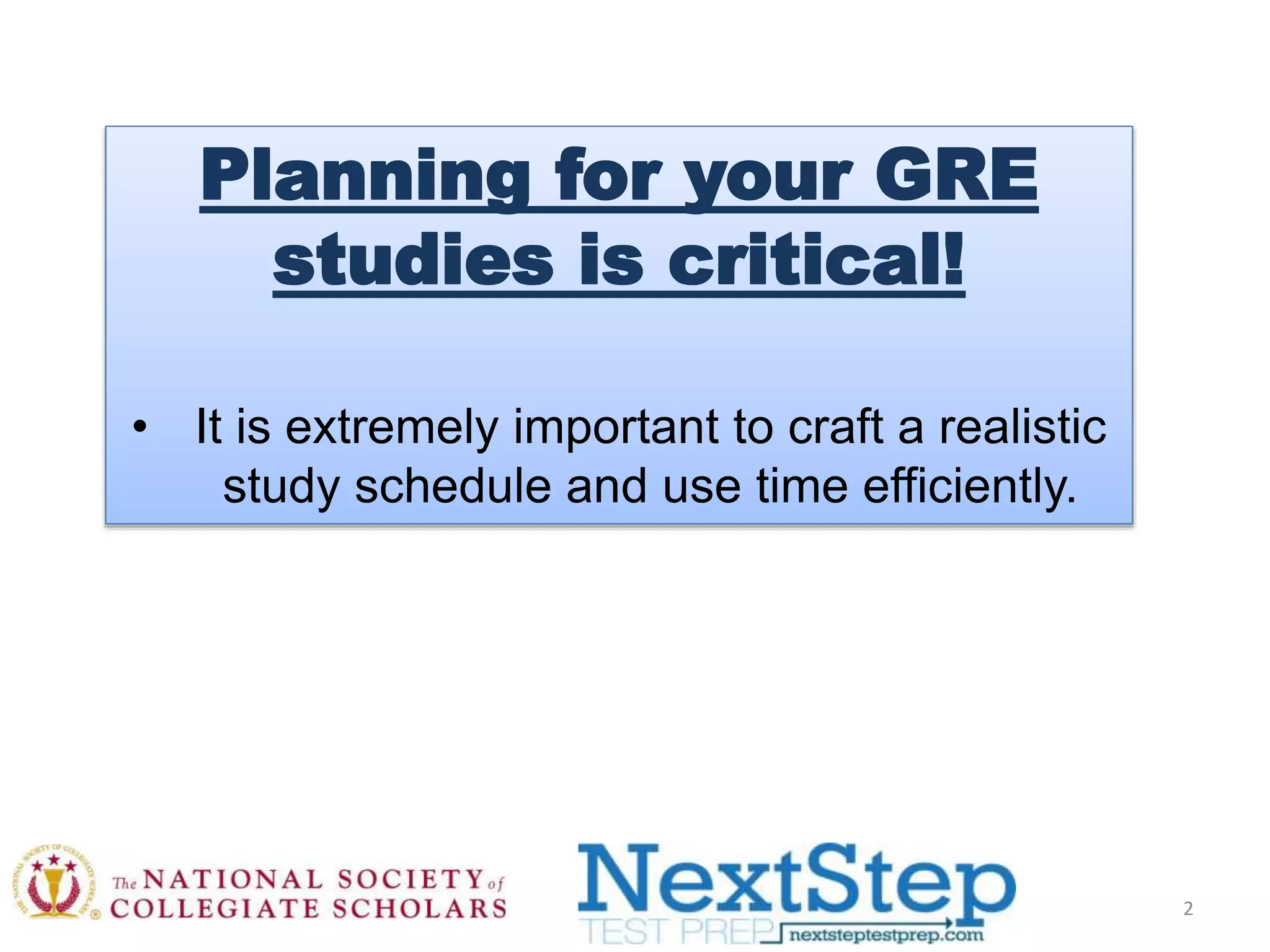 How to Create a GRE Study Plan | PPT
