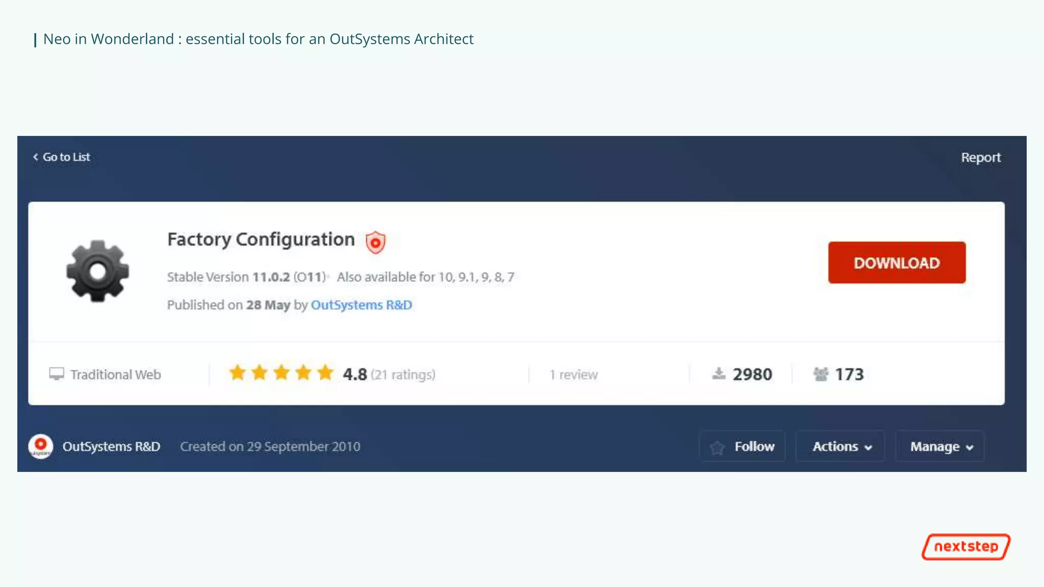 Neo in Wonderland: Essential Tools for an Outsystems Architect | PPT