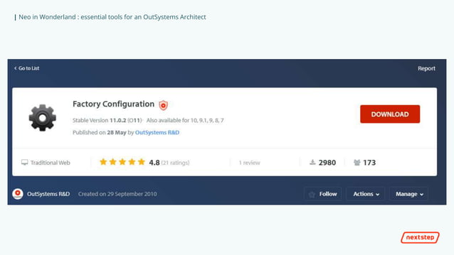 Neo in Wonderland: Essential Tools for an Outsystems Architect | PPT