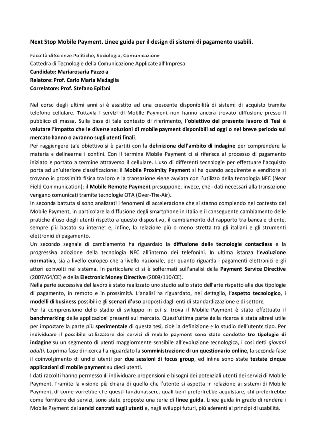 Next stop Mobile Payment (abstract)_Mariarosaria Pazzola | PDF