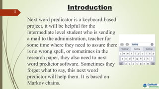 Next word predication using markov models | PPTX