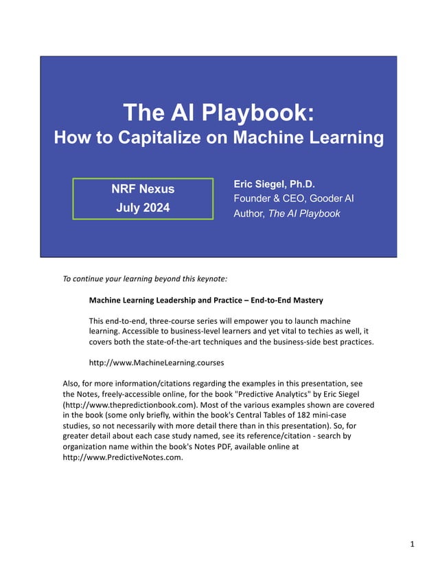 The AI Playbook: How to capitalize on machine learning | PDF
