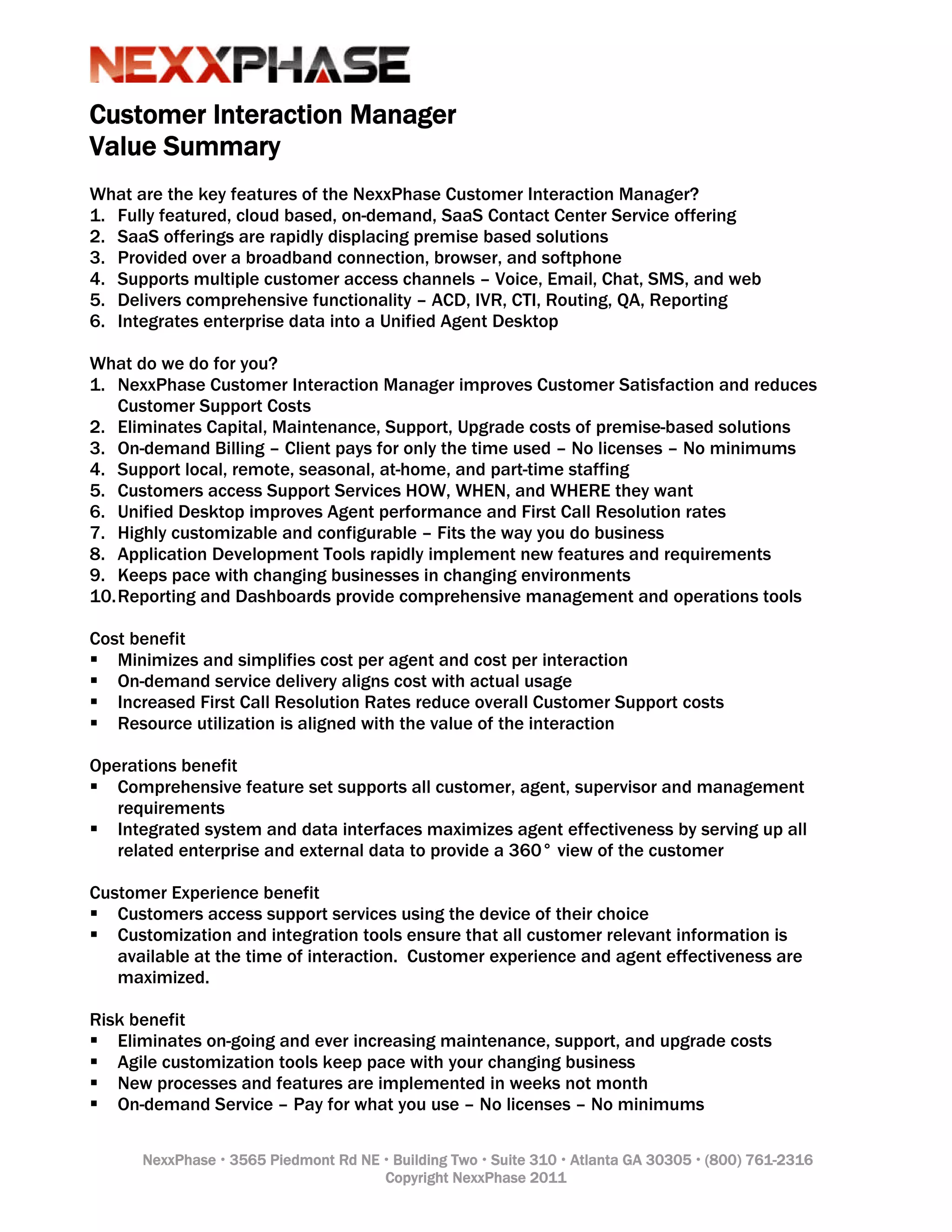 Customer Interaction Manager | PDF