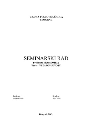 Nezaposlenost ekonomija | PDF