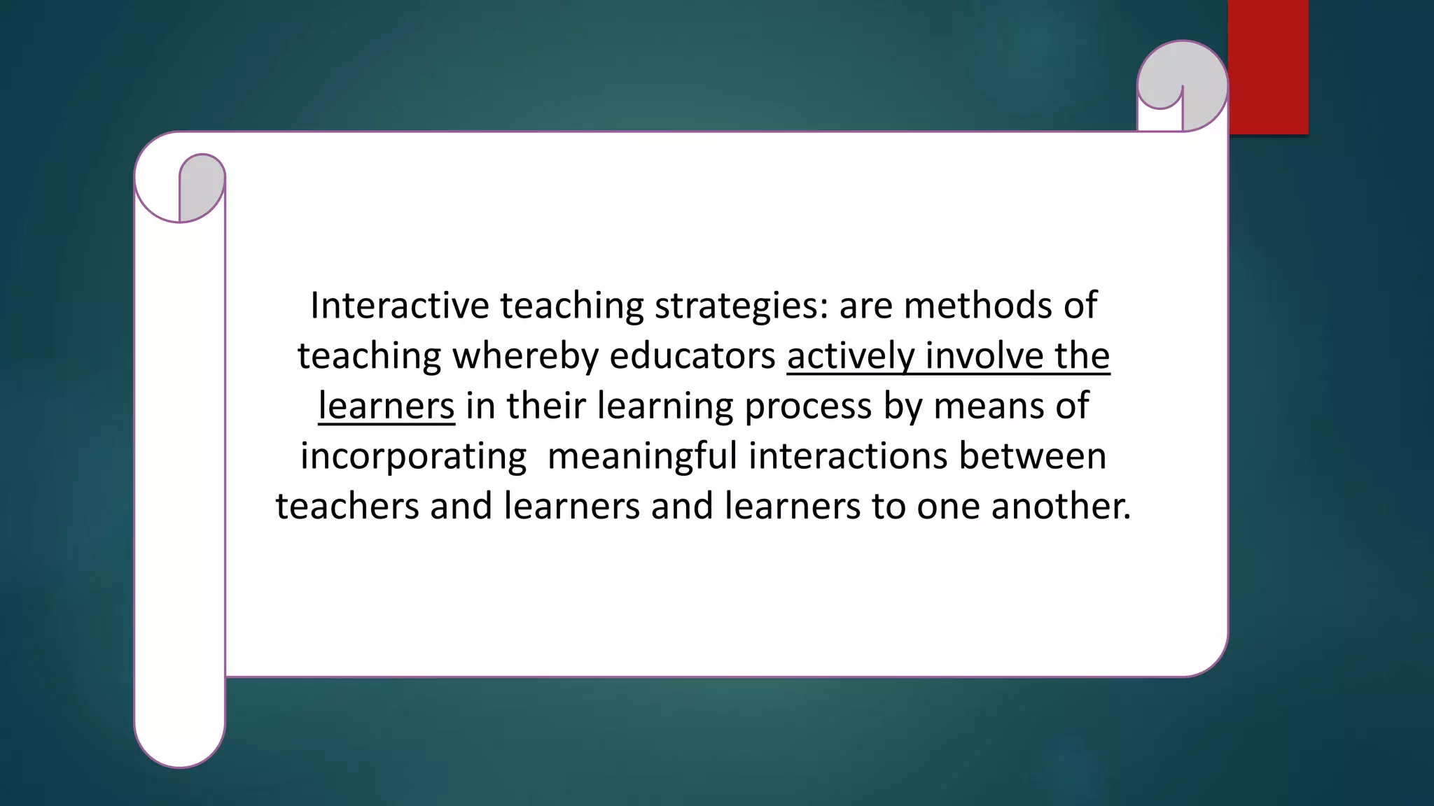 Interactive teaching strategies. | PPTX