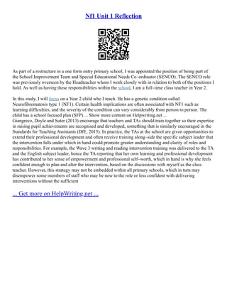 Nf1 Unit 1 Reflection | PDF