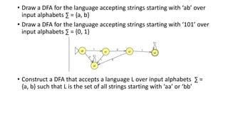 Automata theory -- NFA and DFA construction | PPTX | Programming Languages | Computing