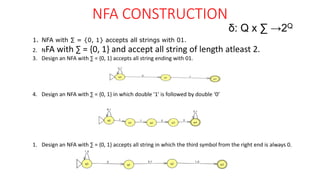 Automata theory -- NFA and DFA construction | PPTX