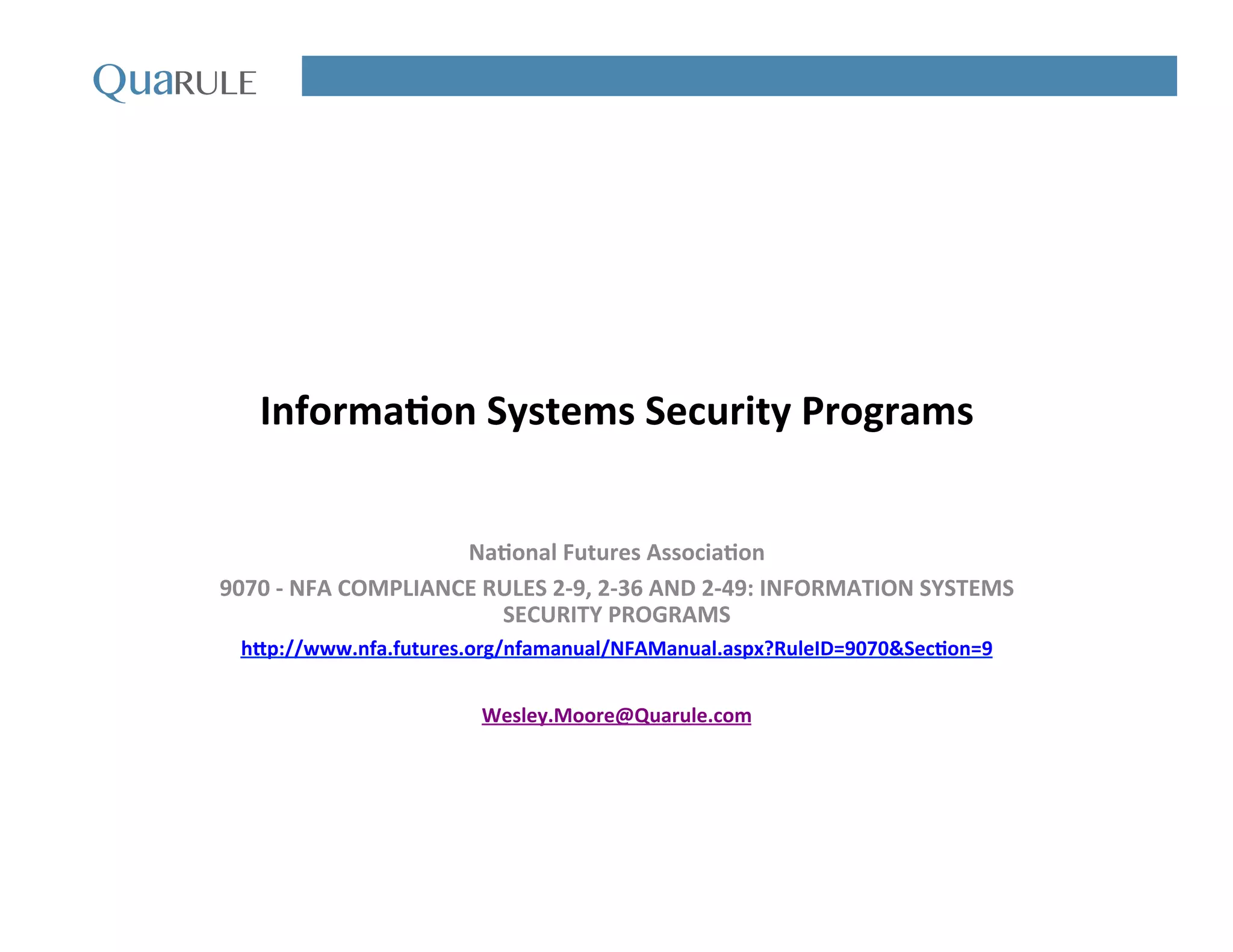 NFA Interpretive Notice on Info Security | PPT