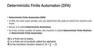 NFA Converted to DFA , Minimization of DFA , Transition Diagram | PPTX