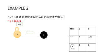 NFA Converted to DFA , Minimization of DFA , Transition Diagram | PPTX