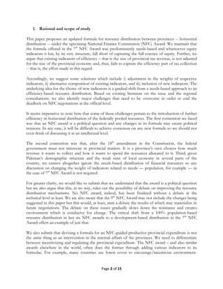 Pakistan NFC Award: Devising formula for horizontal distribution | PDF