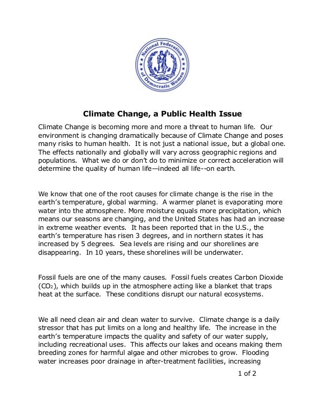 NFDW 2022 position paper on climate change, a public health issue | PDF