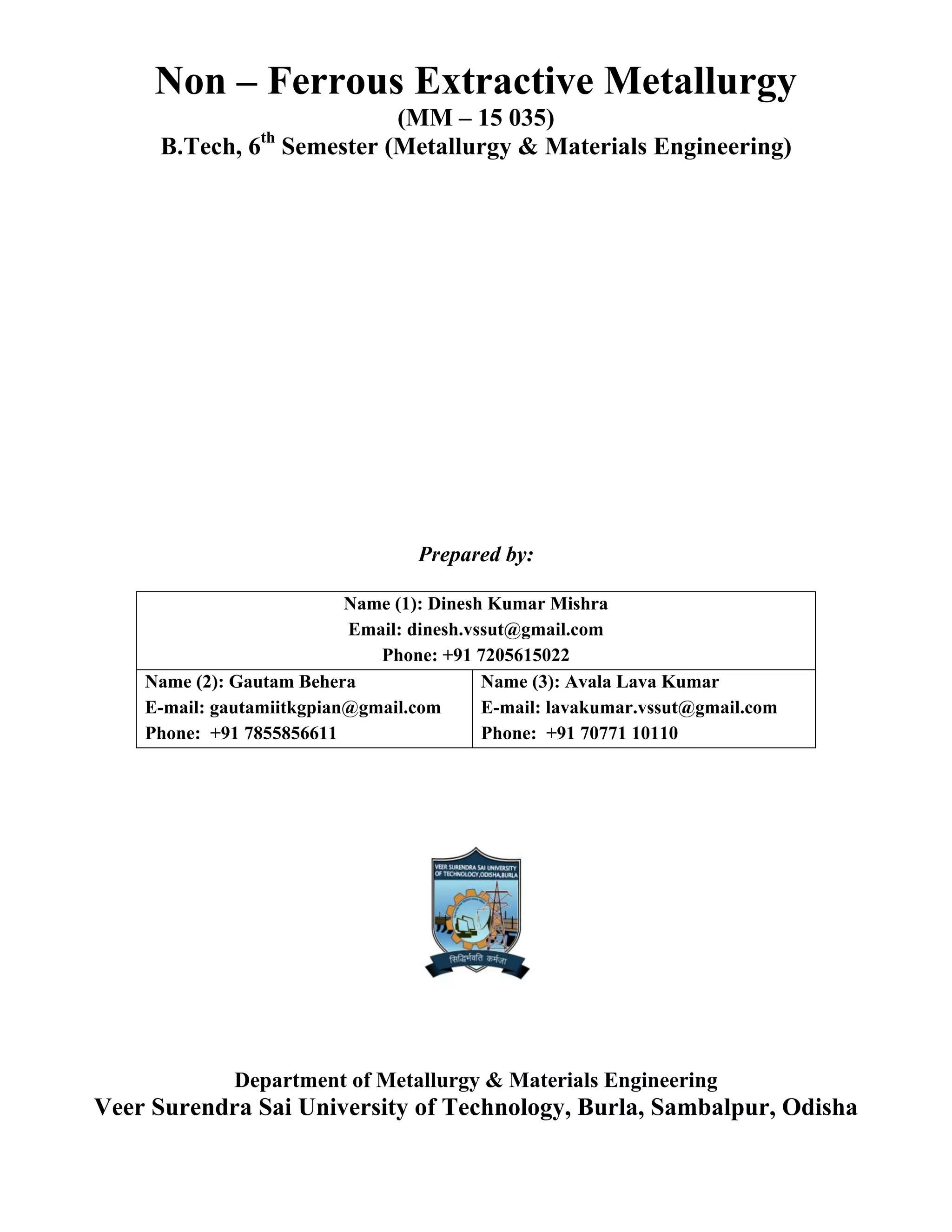 Non ferrous metal extraction | PDF
