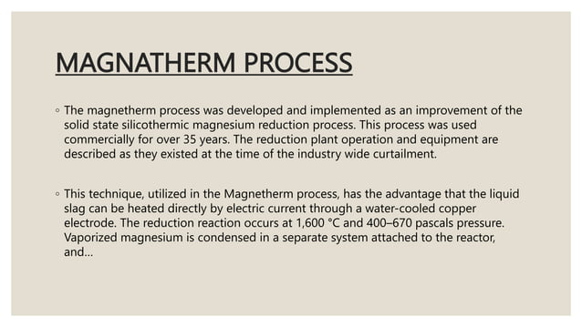 Magnesium extraction | PPTX | Chemistry | Science