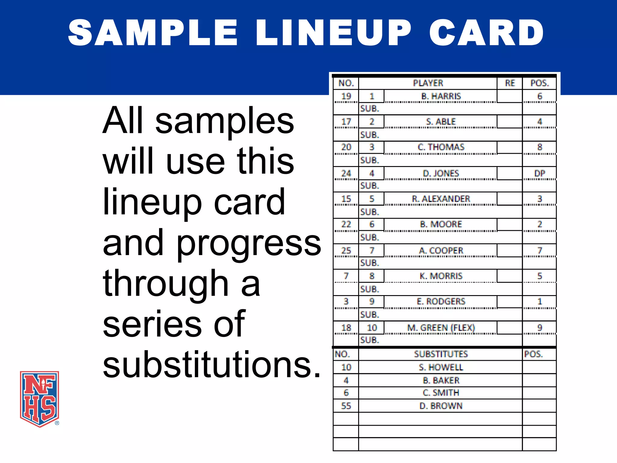 NFHS DP/FLEX Lineup Card | PPT