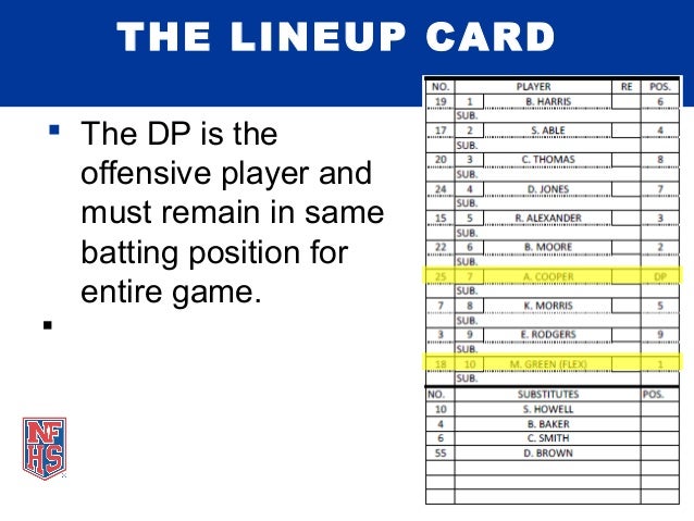 NFHS DP/FLEX Lineup Card
