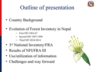 National Forest Inventory of Nepal: Results and Finding | PPTX