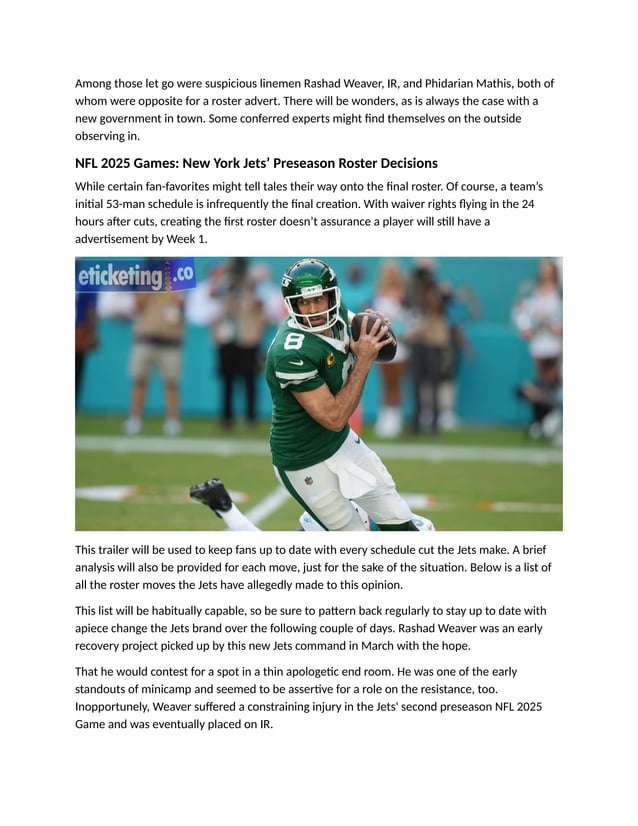 NFL London: Jets Preseason Wrap-Up roster | DOCX