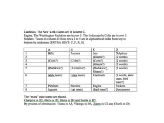 NFL Teams Logic Puzzle Solution | PPT