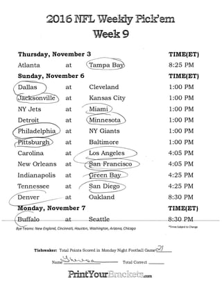 Nfl week 9 all picks | PDF