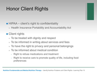 NFMNT Chapter 10 Identify Nutrition Problems and Client Rights | PPT