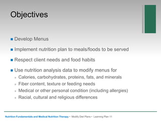 NFMNT Chapter 11 Modify Diet Plans | PPTX