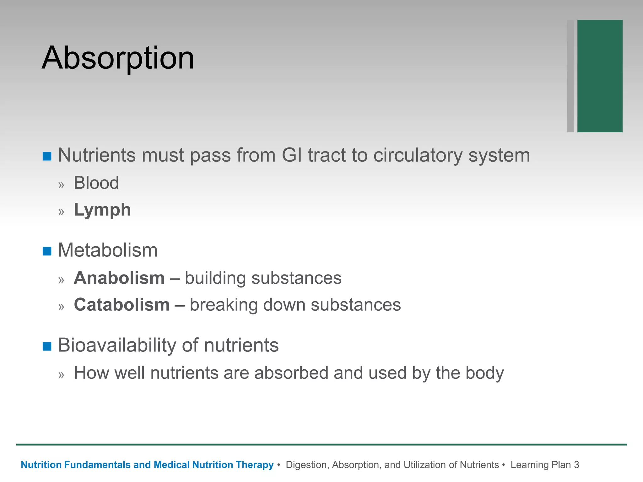 NFMNT Chapter 3 Digestion, Absorption, and Utilization of Nutrients | PPTX