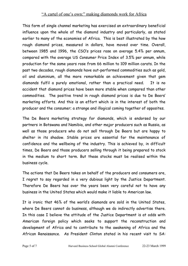 Nicky Oppenheimer's speech to the Harvard Alumni in Cape Town March 1999 | DOC