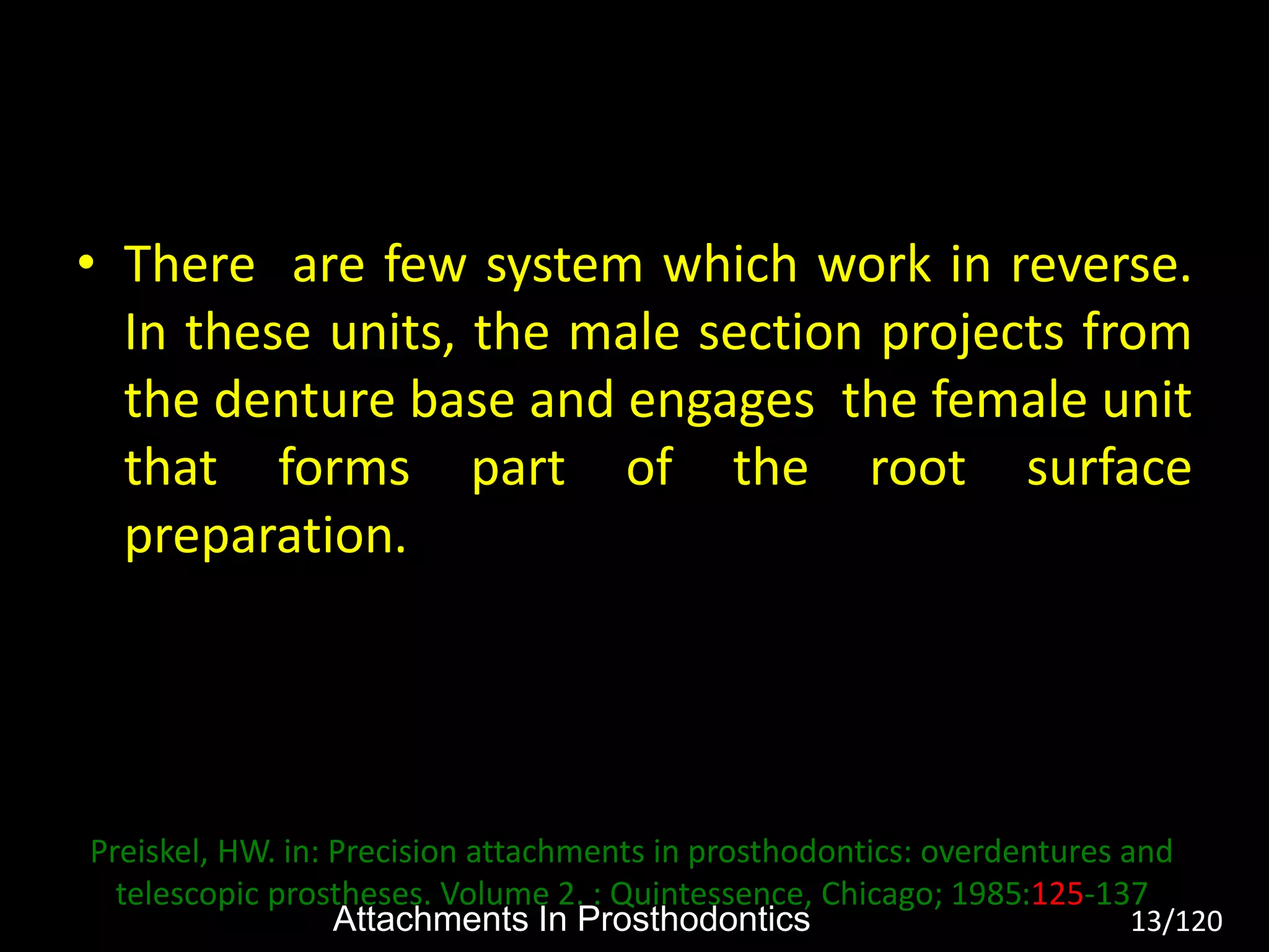 Attachments In Prosthodontics | PPTX