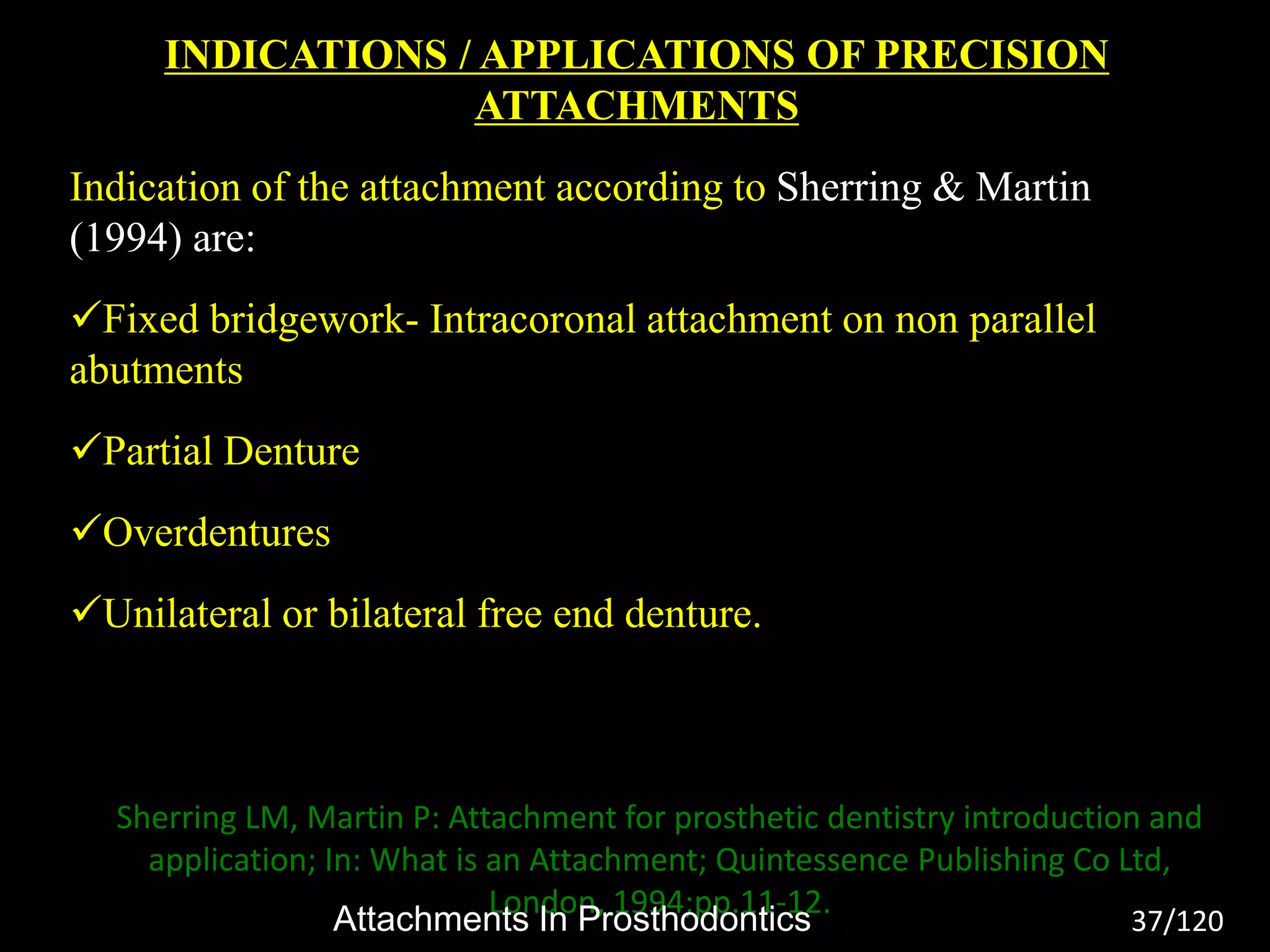 Attachments In Prosthodontics | PPTX