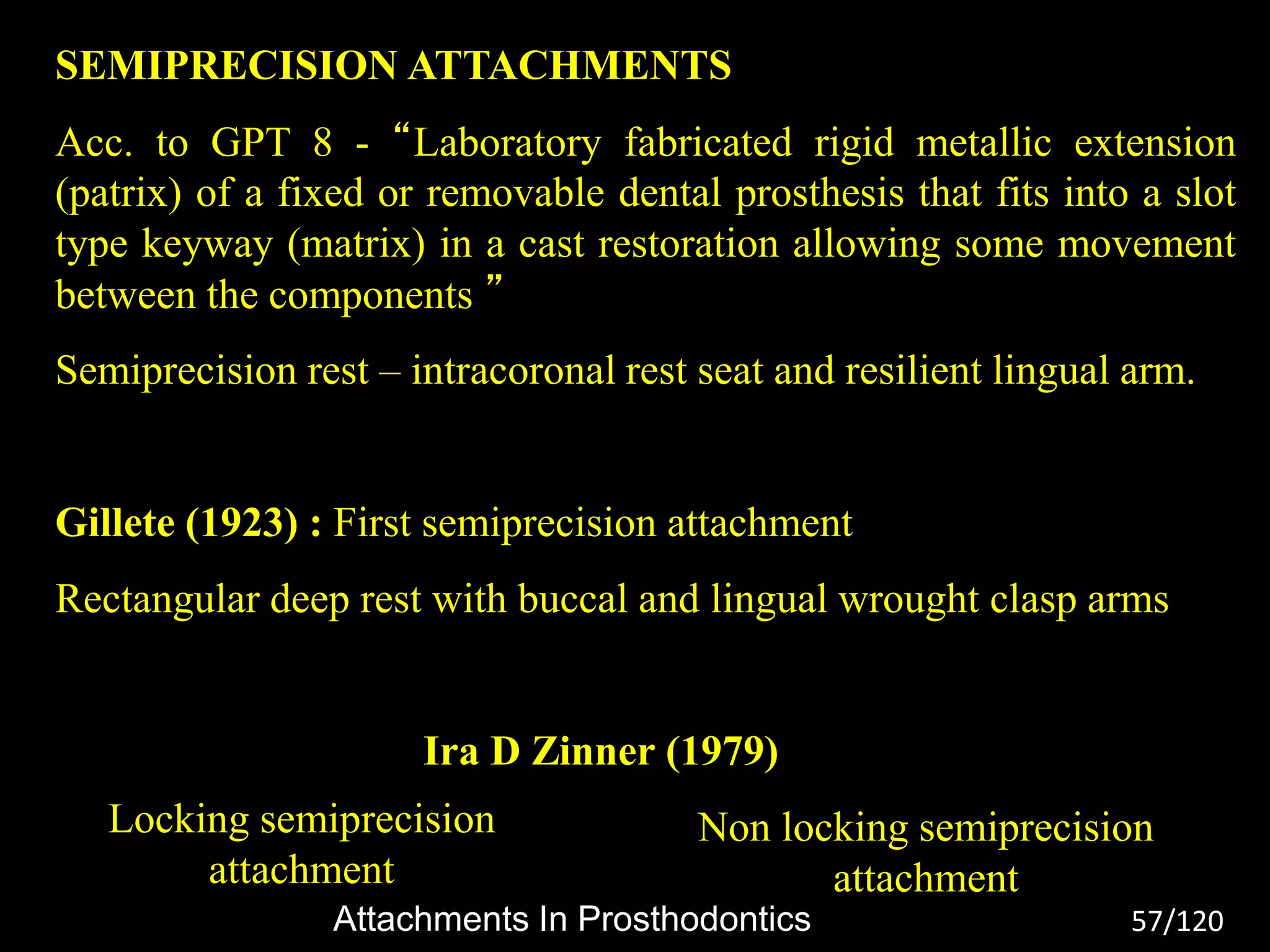 Attachments In Prosthodontics | PPTX