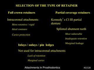 Attachments In Prosthodontics | PPTX