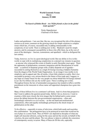 Nicky Oppenheimer World Economic Forum Jan 2000 | PDF