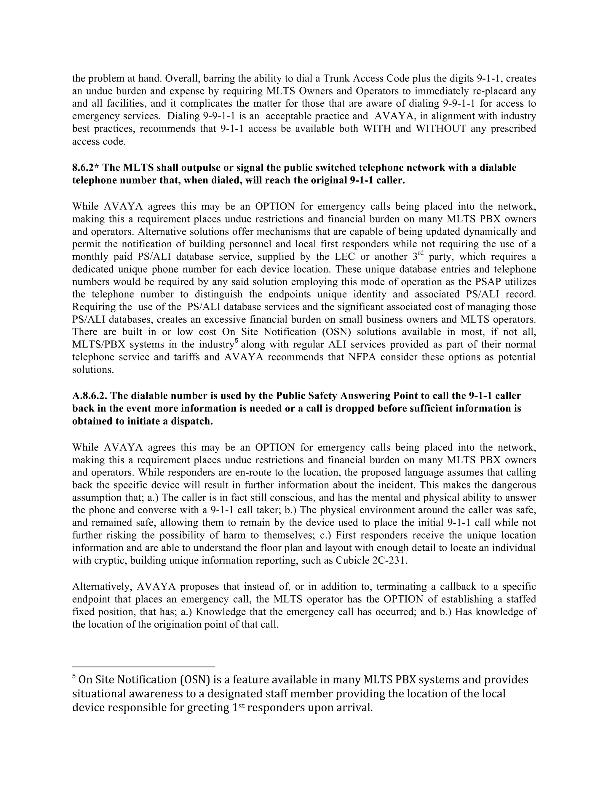 AVAYA RESPONSE TO NFPA 1221 - Comments | PDF