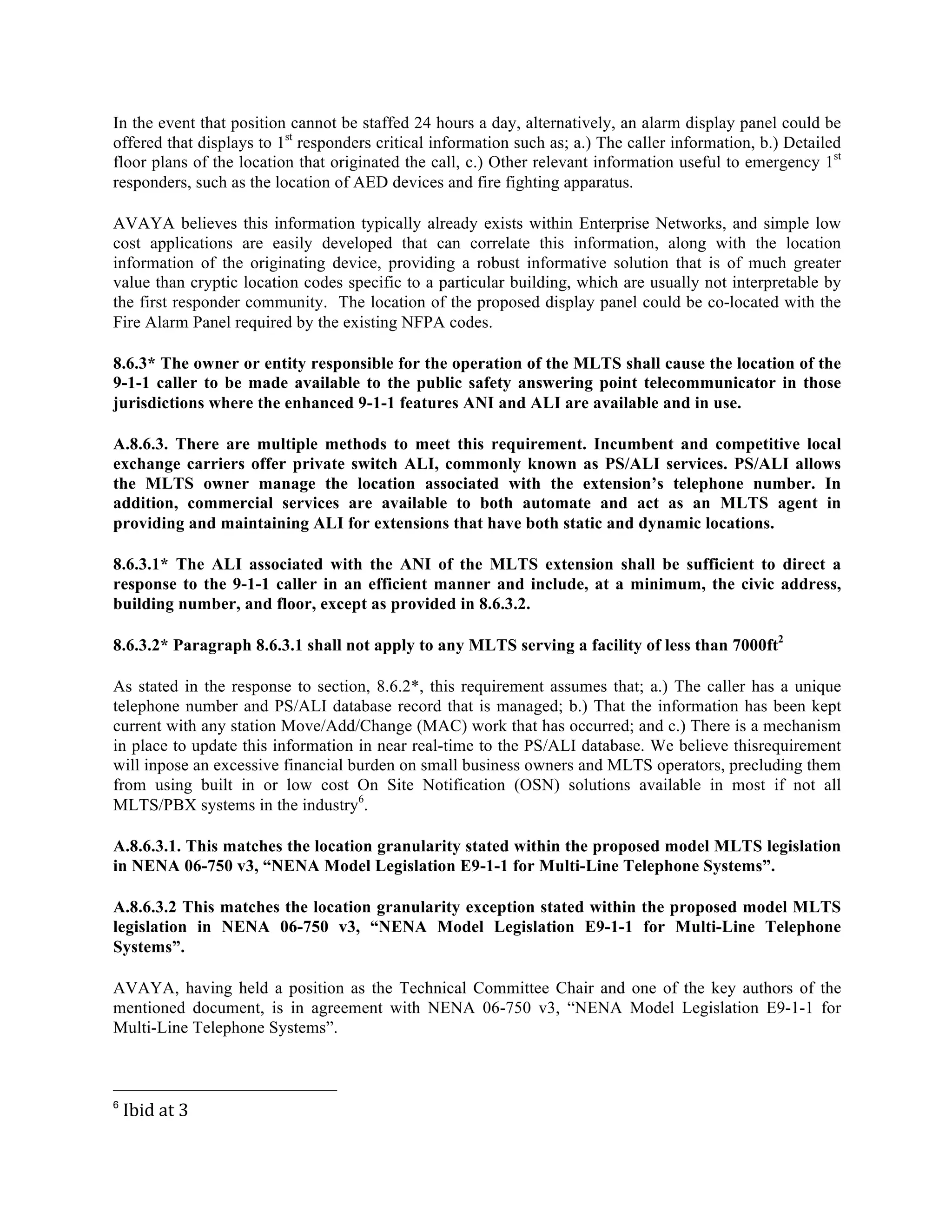 AVAYA RESPONSE TO NFPA 1221 - Comments | PDF