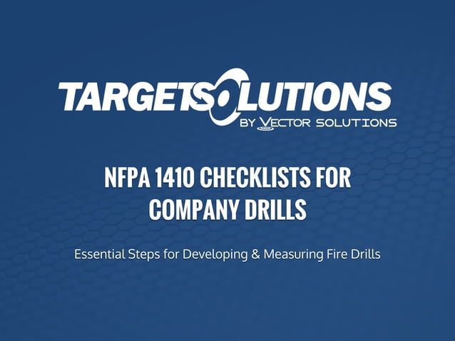 TargetSolutions NFPA 1410 Checklists for Company Drills | PDF