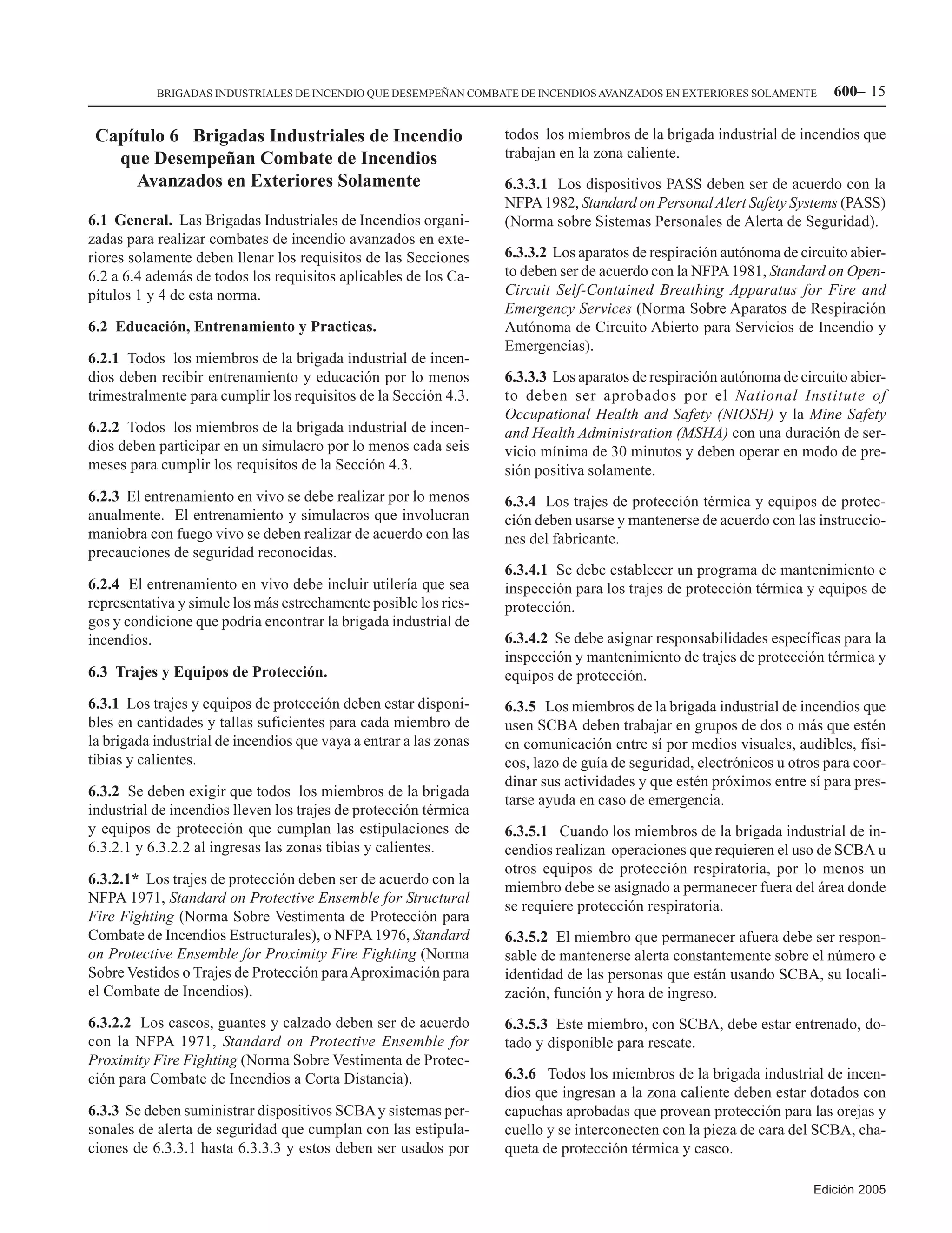 Nfpa 600 standard on industrial fire brigades - 2005 edition espanol | PDF
