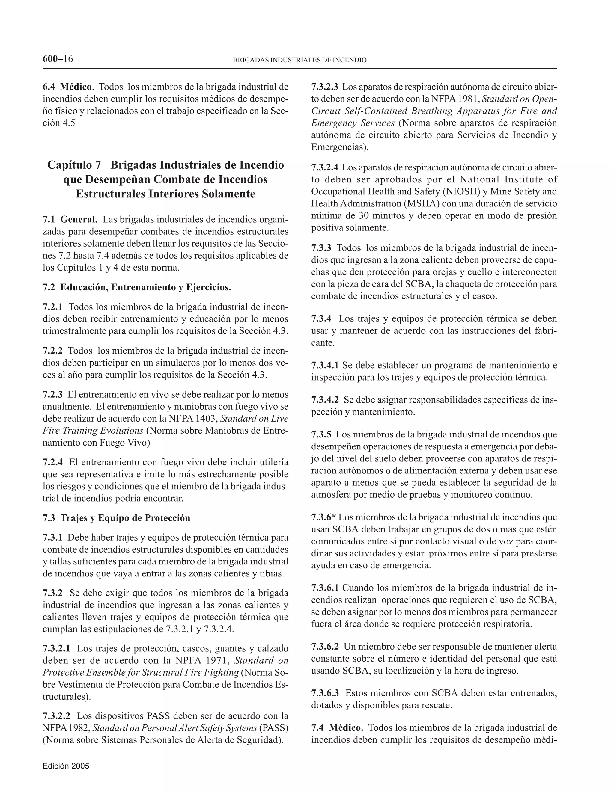 Nfpa 600 standard on industrial fire brigades - 2005 edition espanol | PDF