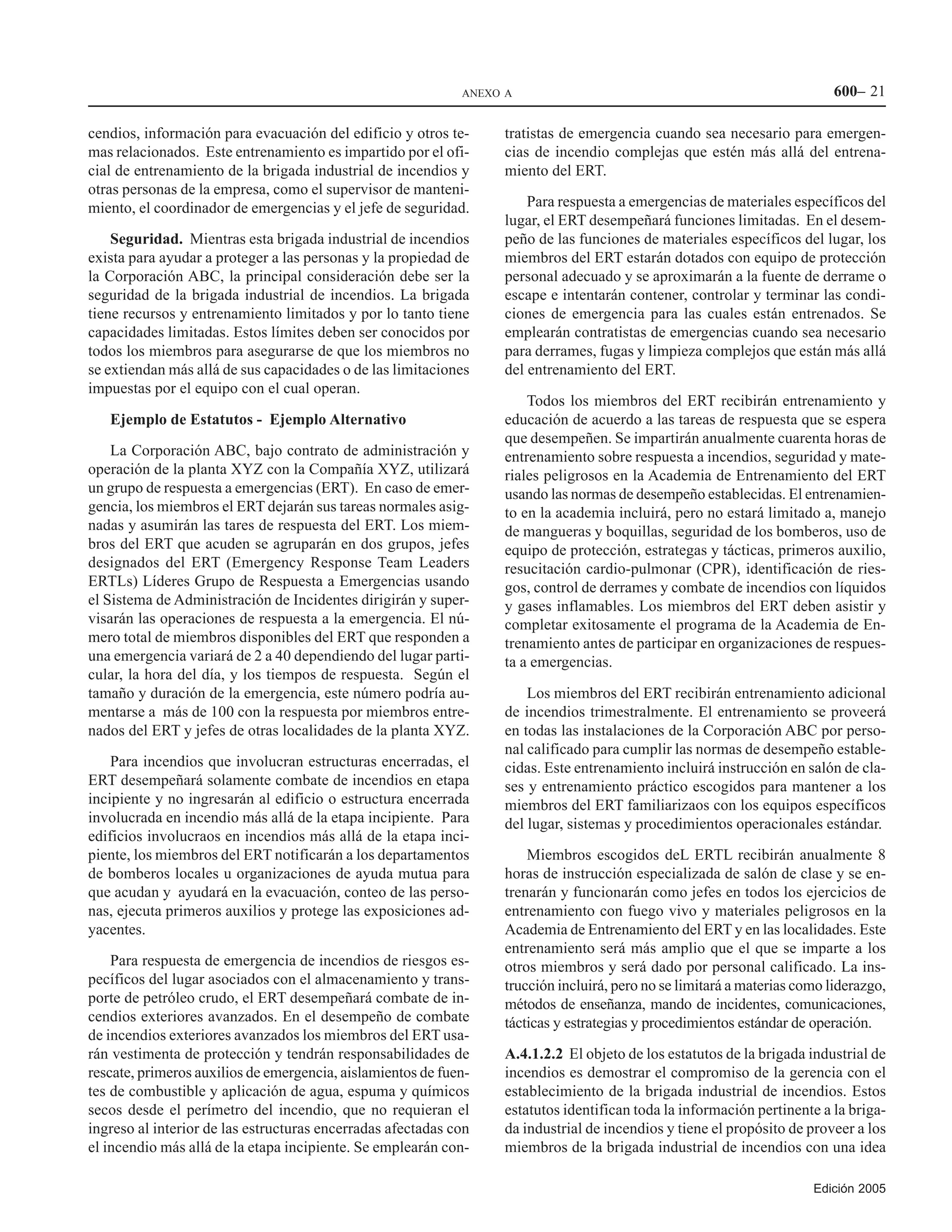Nfpa 600 standard on industrial fire brigades - 2005 edition espanol | PDF