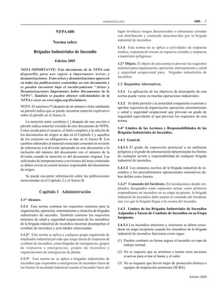 Nfpa 600 standard on industrial fire brigades - 2005 edition espanol | PDF
