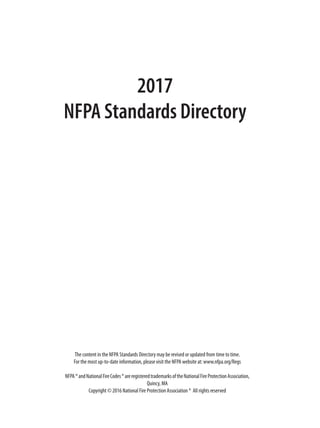 Nfpa standards directory_2017-1 | PDF