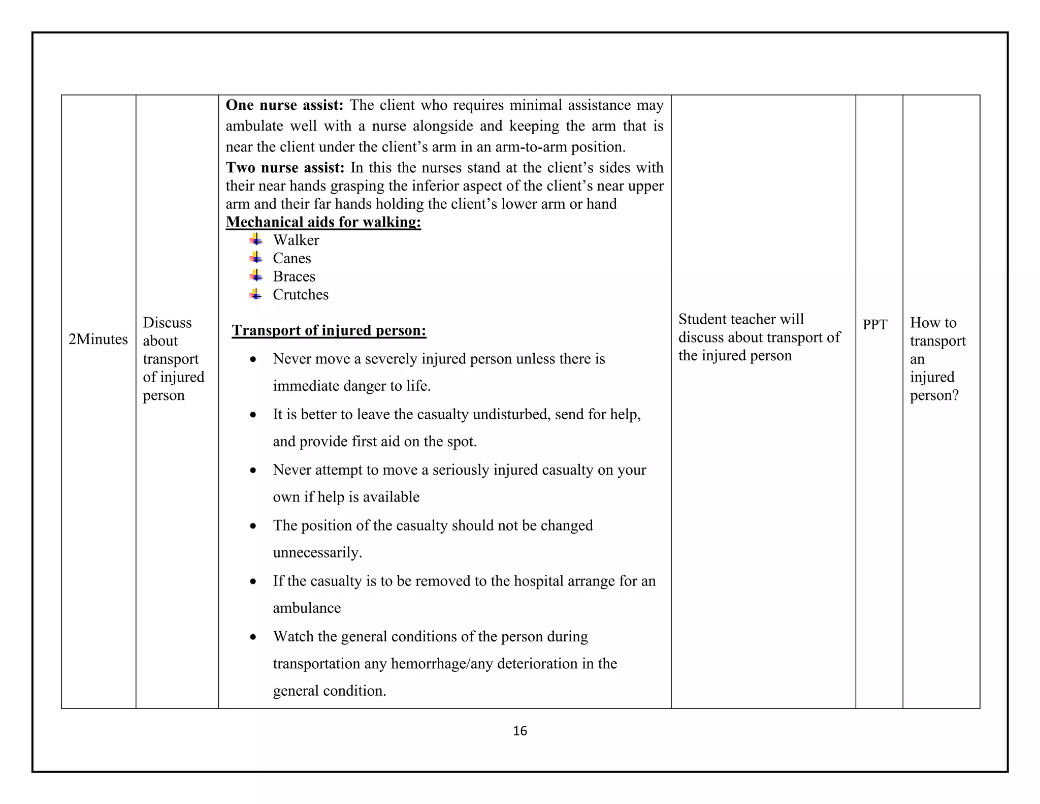Lesson plan on Interventions for Impaired Body Alignment & Immobility ...