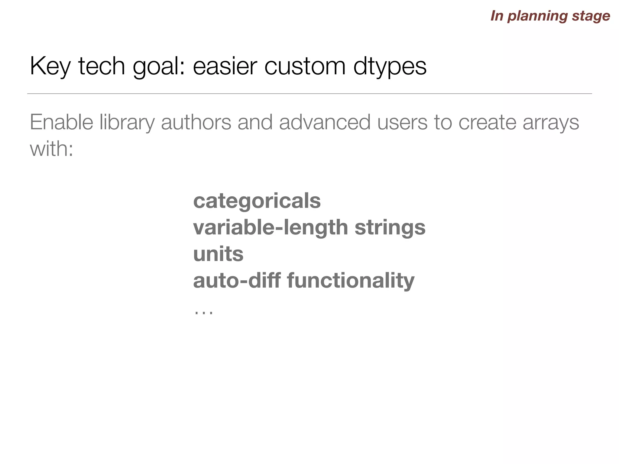 NumPy Roadmap presentation at NumFOCUS Forum | PDF