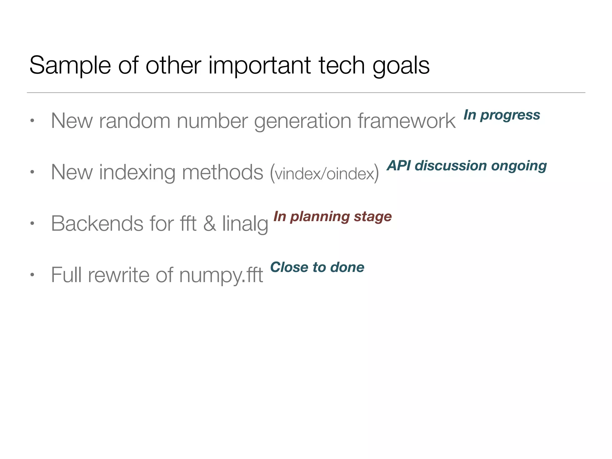 NumPy Roadmap presentation at NumFOCUS Forum | PDF
