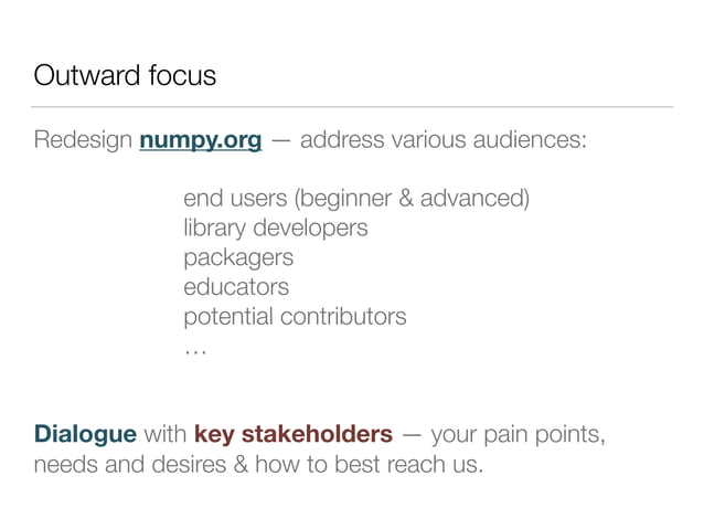 NumPy Roadmap presentation at NumFOCUS Forum | PPT