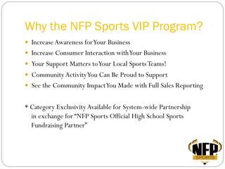 NFP Sports VIP Program | PPT
