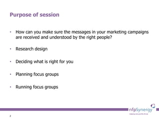 Testing your messages with focus groups | PDF