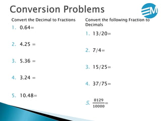 (N) fraction conversion By Emath360 | PPT